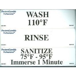 Label Set for 3-Compartment Sink - Wash/Rinse/Sanitize, B&W, Pack of 1