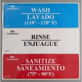 Label Set for 3-Compartment Sink - Wash/Rinse/Sanitize, Color, Pack of 1